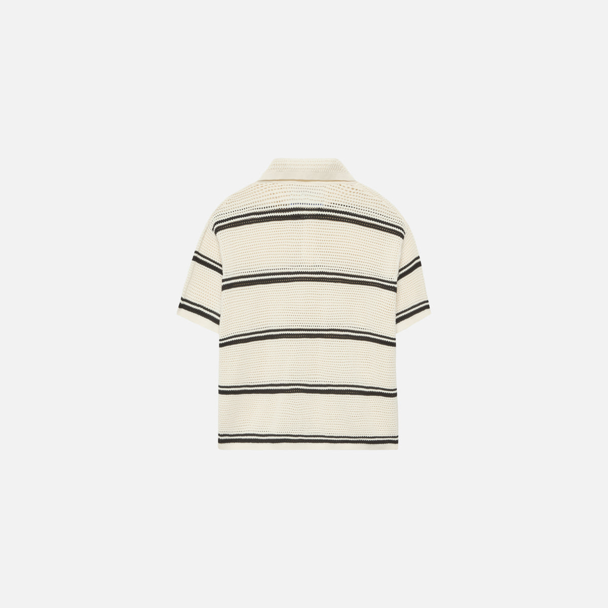 MESH KNIT STRIPED POLO IVORY – PICANTE